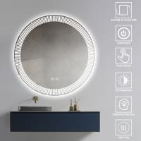 China Round LED Smart Mirror with 3 Color Temperature Adjustable Anti-Fog and Touch Control for sale