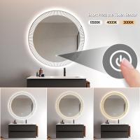China Round LED Smart Mirror with 3 Color Temperature Adjustable Anti-Fog and Touch Control for sale