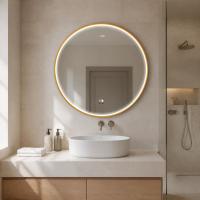 China Round Aluminum Frame LED Bathroom Mirror With Touch Control and Adjustable Color Temperature for sale