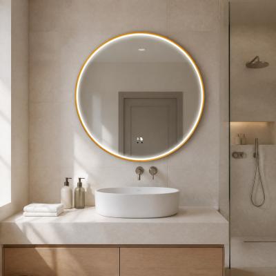 China Round Aluminum Frame LED Bathroom Mirror With Touch Control and Adjustable Color Temperature for sale