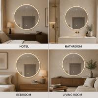 China Round Aluminum Frame LED Bathroom Mirror With Touch Control and Adjustable Color Temperature for sale