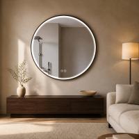 China Round Aluminum Frame LED Bathroom Mirror With Touch Control and Adjustable Color Temperature for sale