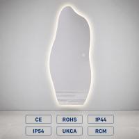 China Asymmetrical Shaped LED Backlit Mirror with Touch Sensor Switch and 3000K-6000K Light Color in 5MM Copper-free Silver Mirror for sale