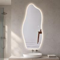 China Asymmetrical Shaped LED Backlit Mirror with Touch Sensor Switch and 3000K-6000K Light Color in 5MM Copper-free Silver Mirror for sale