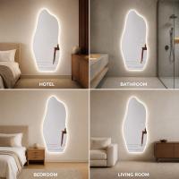 China Asymmetrical Shaped LED Backlit Mirror with Touch Sensor Switch and 3000K-6000K Light Color in 5MM Copper-free Silver Mirror for sale