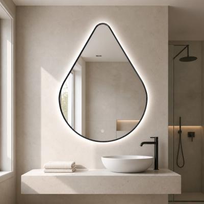 China Teardrop Irregular LED Wall Mirror With Aluminum Alloy Frame for sale
