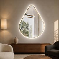 China Teardrop Irregular LED Wall Mirror With Aluminum Alloy Frame for sale