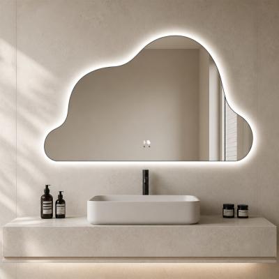 China Cloud-Shaped Frameless LED Wall Mirror with 5MM Copper-free Silver Mirror, IP44 and IP54 Waterproof, and Touch Switch Dimming for sale