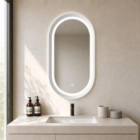 China Dimmable Touch LED Oval Aluminum Frame Mirror IP44 Waterproof for Bathroom Home Commercial Renovation for sale
