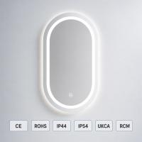 China Dimmable Touch LED Oval Aluminum Frame Mirror IP44 Waterproof for Bathroom Home Commercial Renovation for sale