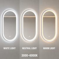 China Dimmable Touch LED Oval Aluminum Frame Mirror IP44 Waterproof for Bathroom Home Commercial Renovation for sale