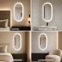 China Dimmable Touch LED Oval Aluminum Frame Mirror IP44 Waterproof for Bathroom Home Commercial Renovation for sale