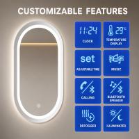 China Dimmable Touch LED Oval Aluminum Frame Mirror IP44 Waterproof for Bathroom Home Commercial Renovation for sale