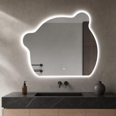 China Bear-Shaped Irregular Frameless Backlit LED Mirror with Waterproof High Output 2835 LED and Copper-Free Silver Mirror for sale