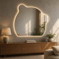 China Bear-Shaped Irregular Frameless Backlit LED Mirror with Waterproof High Output 2835 LED and Copper-Free Silver Mirror for sale