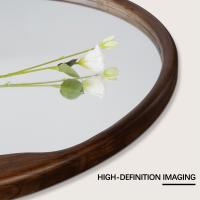 China Irregular Round Wood Frame Wall Mounted Bathroom Vanity Mirror For Decoration for sale