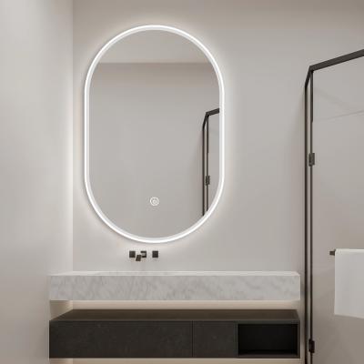 China Integrated White Aluminum Frame Bathroom Led Mirror With Front Led And Antifog for sale