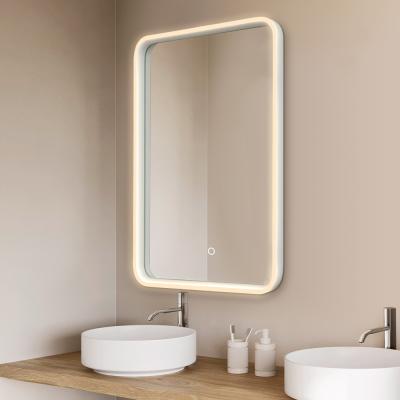 China Modern White Integrated Alumimum Frame Defogger Bathroom Dimming Led Light Mirror for sale