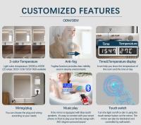 China Modern White Integrated Alumimum Frame Defogger Bathroom Dimming Led Light Mirror for sale