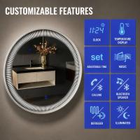 China Round Textured Frame LED Bathroom Mirror with Touch Sensor Switch and Dimmable Light in Copper-free Silver Mirror for sale