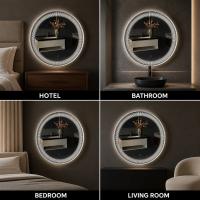 China Round Textured Frame LED Bathroom Mirror with Touch Sensor Switch and Dimmable Light in Copper-free Silver Mirror for sale