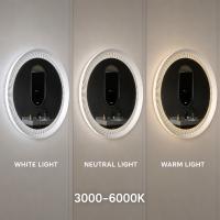 China Round Ribbed Textured LED Wall Mirror with Dimmable Touch Control and IP44 Waterproof 5MM Copper-free Silver Mirror for sale