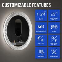 China Round Ribbed Textured LED Wall Mirror with Dimmable Touch Control and IP44 Waterproof 5MM Copper-free Silver Mirror for sale