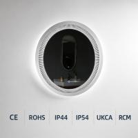 China Round Ribbed Textured LED Wall Mirror with Dimmable Touch Control and IP44 Waterproof 5MM Copper-free Silver Mirror for sale