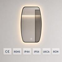 China Organic Oblong Curved LED Mirror with Dimmable Backlight and IP44 Waterproof Copper-free Silver Glass for sale