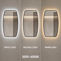 China Organic Oblong Curved LED Mirror with Dimmable Backlight and IP44 Waterproof Copper-free Silver Glass for sale