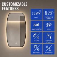 China Organic Oblong Curved LED Mirror with Dimmable Backlight and IP44 Waterproof Copper-free Silver Glass for sale