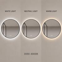 China Round Black Stainless Steel LED Mirror with Anti-Fog Dimmable Backlit and 5MM Copper-free Silver Mirror for sale