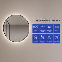 China Round Black Stainless Steel LED Mirror with Anti-Fog Dimmable Backlit and 5MM Copper-free Silver Mirror for sale