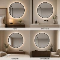 China Round Black Stainless Steel LED Mirror with Anti-Fog Dimmable Backlit and 5MM Copper-free Silver Mirror for sale