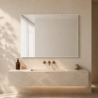 China Ultra-Slim Frameless LED Bathroom Mirror with 5mm Copper-Free Silver Glass and Beveled Edge for sale