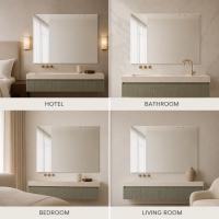 China Ultra-Slim Frameless LED Bathroom Mirror with 5mm Copper-Free Silver Glass and Beveled Edge for sale