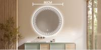 China Decorative Round LED Bathroom Mirror Dotted Edge Illuminated Vanity Wall Mirror 80cm for Hotel and Home for sale