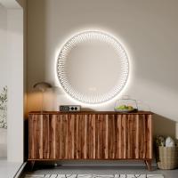 China Decorative Round LED Bathroom Mirror Dotted Edge Illuminated Vanity Wall Mirror 80cm for Hotel and Home for sale