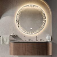 China Decorative Round LED Bathroom Mirror Dotted Edge Illuminated Vanity Wall Mirror 80cm for Hotel and Home for sale