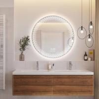 China Decorative Round LED Bathroom Mirror Dotted Edge Illuminated Vanity Wall Mirror 80cm for Hotel and Home for sale