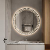 China Decorative Round LED Bathroom Mirror Dotted Edge Illuminated Vanity Wall Mirror 80cm for Hotel and Home for sale