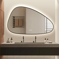 China Organic Shape Backlit LED Bathroom Mirror Horizontal Irregular Illuminated Vanity Wall Mirror for Hotel and Home for sale