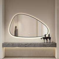 China Organic Shape Backlit LED Bathroom Mirror Horizontal Irregular Illuminated Vanity Wall Mirror for Hotel and Home for sale