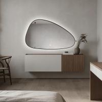 China Organic Shape Backlit LED Bathroom Mirror Horizontal Irregular Illuminated Vanity Wall Mirror for Hotel and Home for sale