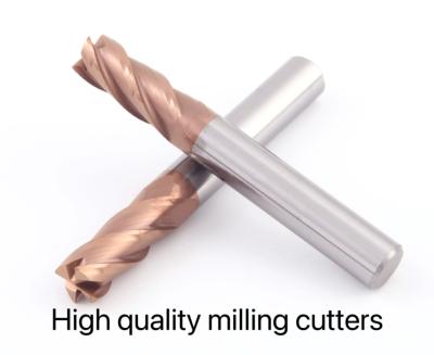 China Customizable 55 Degree 4 Flute Tungsten Steel Carbide Coated CNC Flat End Milling Cutter for sale
