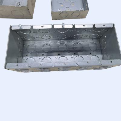 China 5 Gang Masonry Box & Cover 1.60MM Steel Zinc Plated Thickness Universal Knockouts 1/2