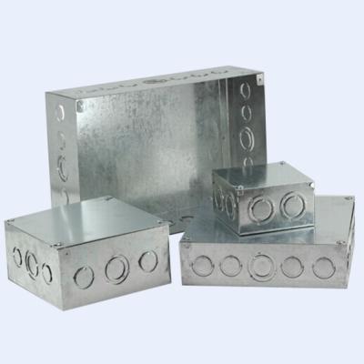 China Steel Adaptable Junction Box Conduit Size 20mm 25mm Knockouts Pre Galvanized Coil W/O Cover for sale