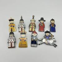 China Qing Dynasty Imperial Figures Enamel Pin Set, Chinese Historical Character Collectible Lapel Pins for sale