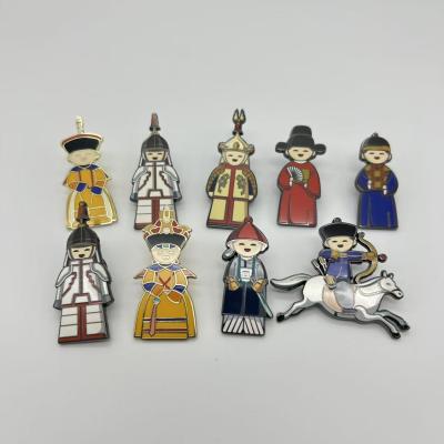 China Qing Dynasty Imperial Figures Enamel Pin Set, Chinese Historical Character Collectible Lapel Pins for sale