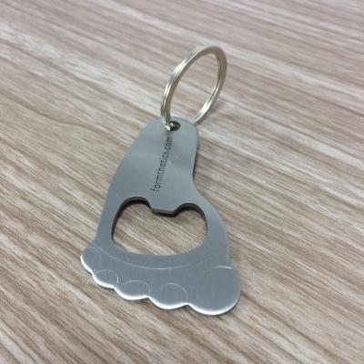 China Stainless steel keychain keyring custom foot shape bottle opener keyring for souvenir gifts for sale